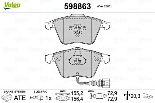VALEO Disc Brake Pad Set Front For VW AUDI SKODA SEAT Cc Eos Mk5 Mk6 ...