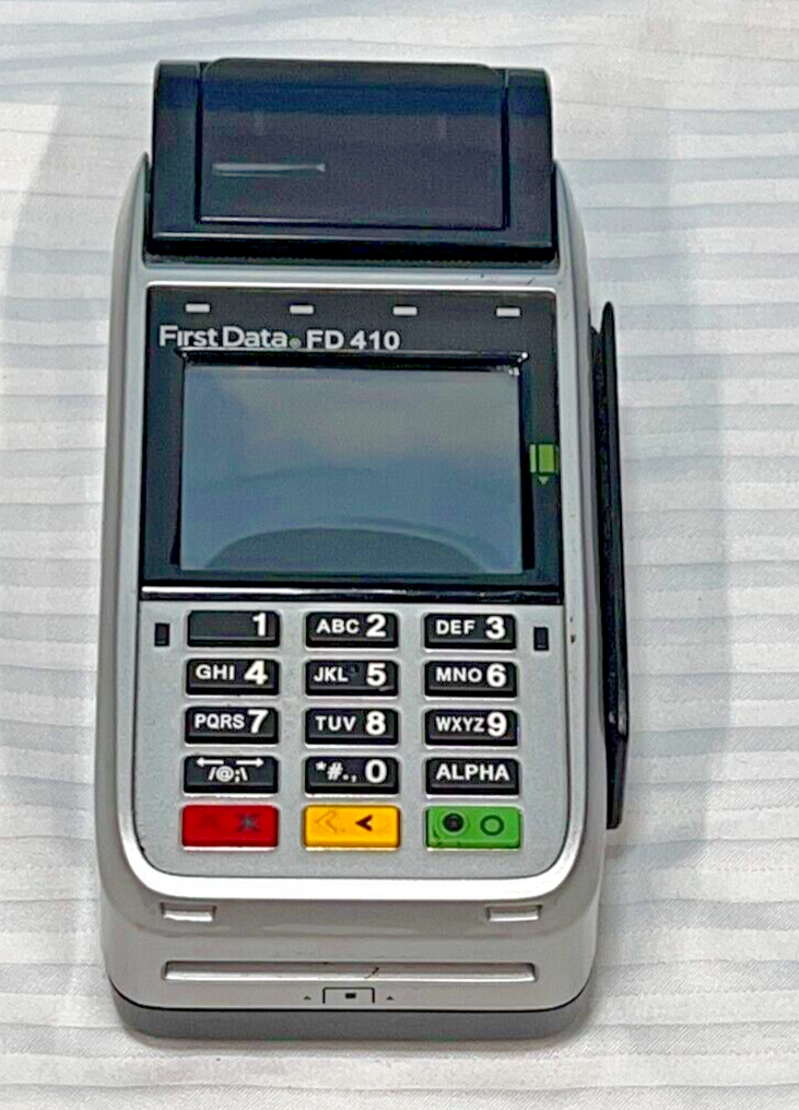Refurb First Data FD410 wireless, hand-held POS system with a full ...