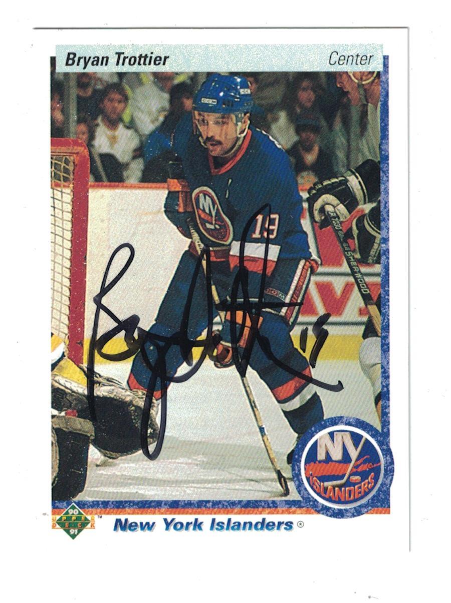 Bryan Trottier AUTOGRAPHED 1990 UPPER DECK HOCKEY CARD SIGNED NEW YORK ...