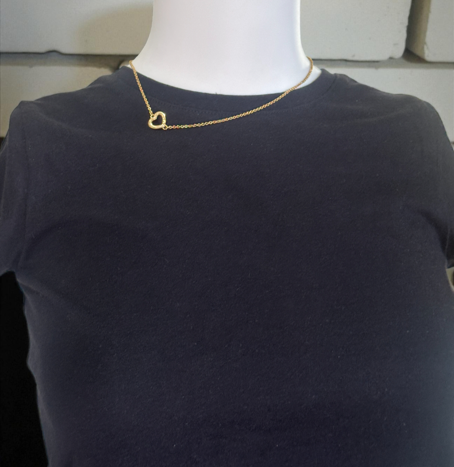 Coach Vintage Open Heart Charm Chain Short Necklace Gold Plated Gift ...