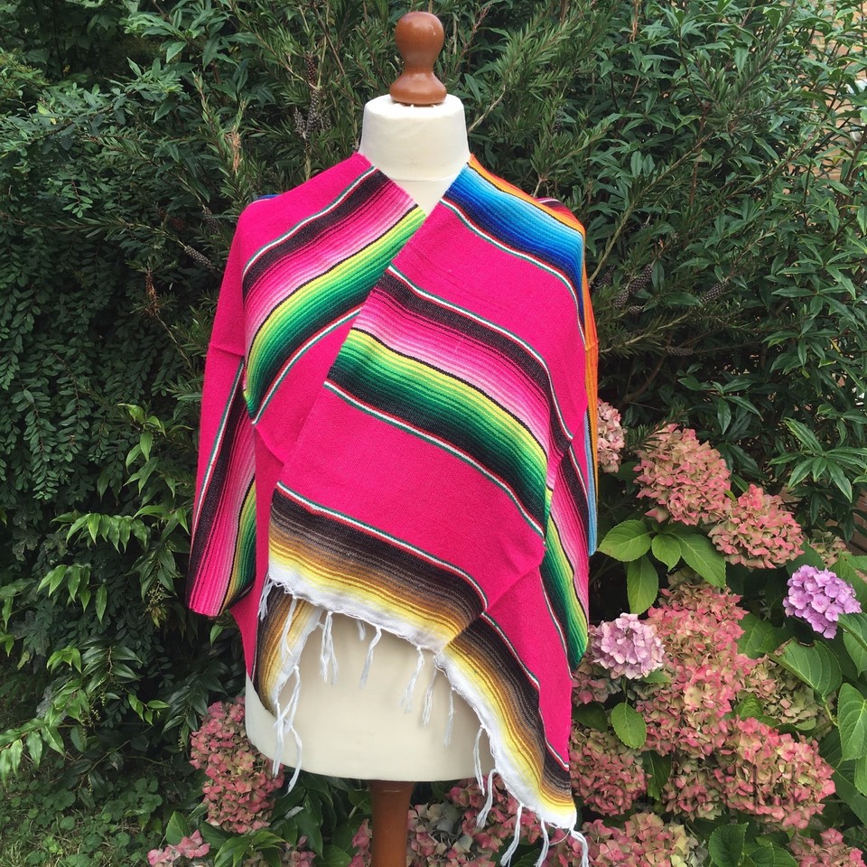 Mexican Blanket Sarape Serape Shawl Scarf Cloak Rug Rainbow Yoga Picnic ...