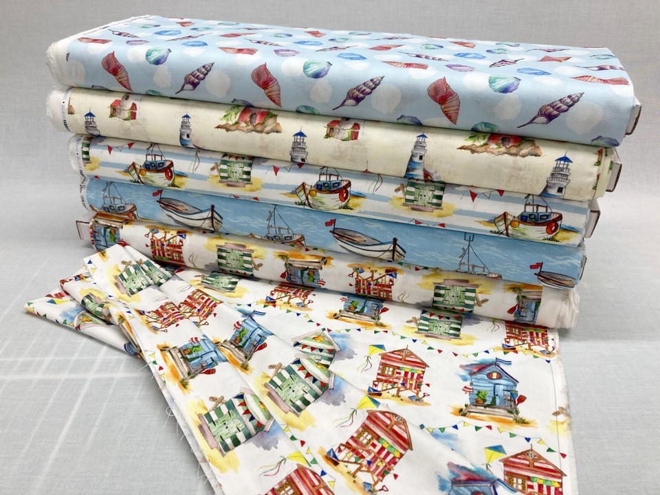 Seaside Cotton Fabric Mixed Ocean Nautical Sea Beach Patchwork Craft ...