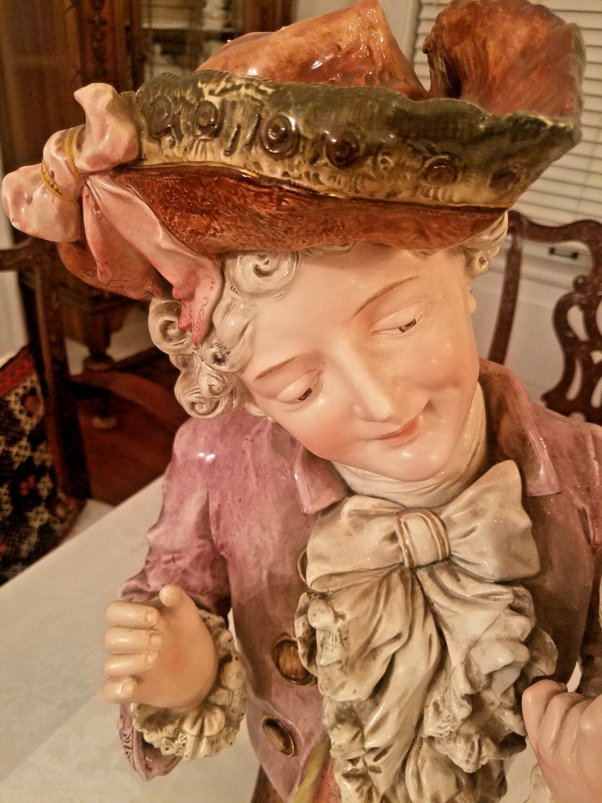 VERY RARE Large Antique Brothers Urbach Majolica, German, 19th C ...