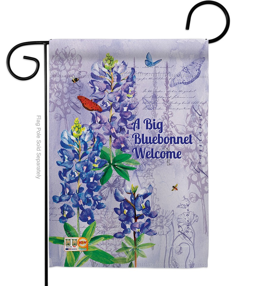 Bluebonnet Welcome Floral Butterflies Bee Flower Big Garden House Yard ...