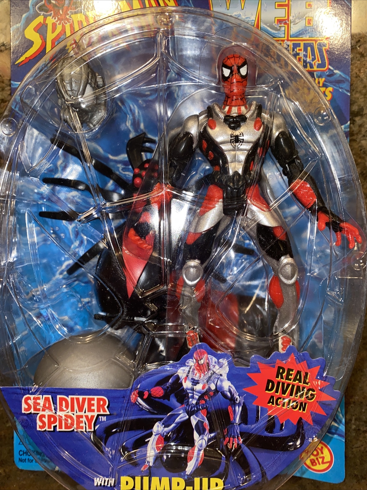 Spider-Man Web Splashers Sea Diver Spidey Animated Series Rare TOYBIZ ...