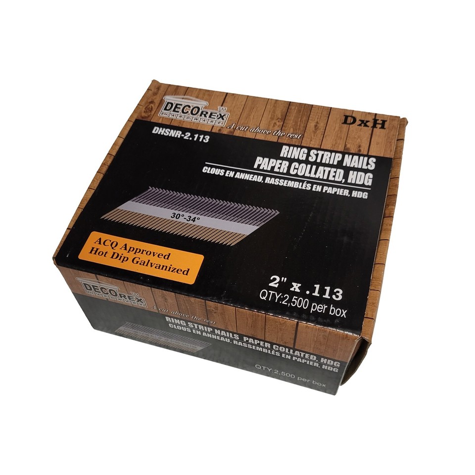 2" x .113 Ring Shank Nails, Paper Strip Collated, HDG - 2500pcs box | eBay