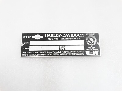 DATA PLATE FOR HARLEY DAVIDSON MOTORCYCLES #25C1 | eBay