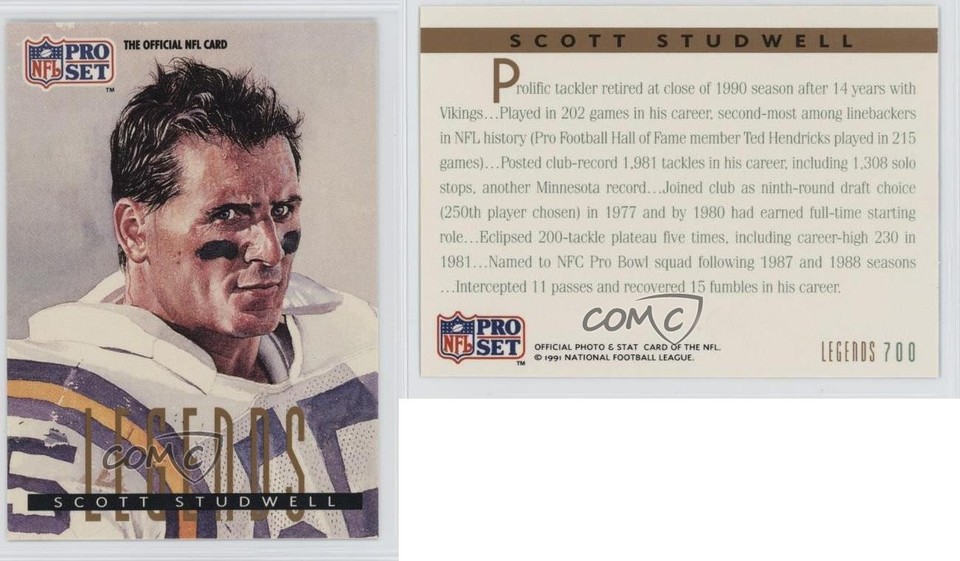 1991 Pro Set Legends Scott Studwell #700 uk2 | eBay