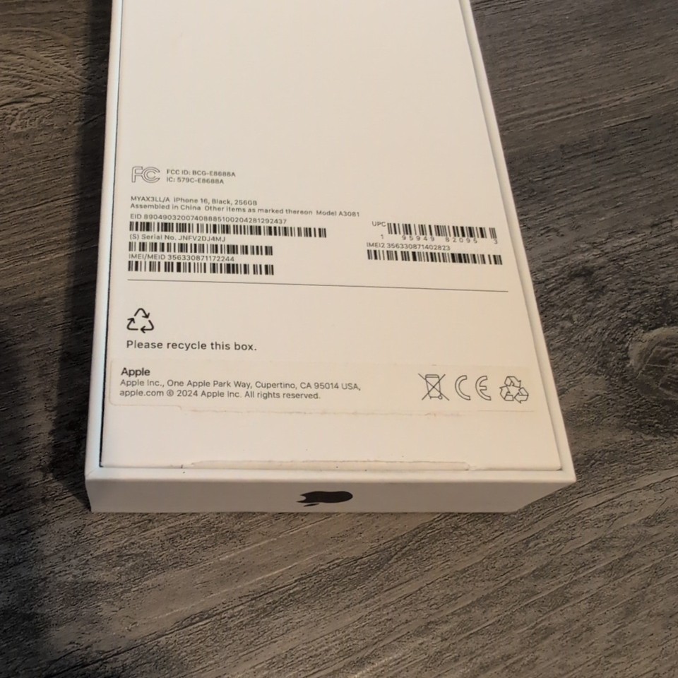 Apple iPhone 16 EMPTY BOX ONLY Lot Of 25 Black Titanium 256GB A3081 ...