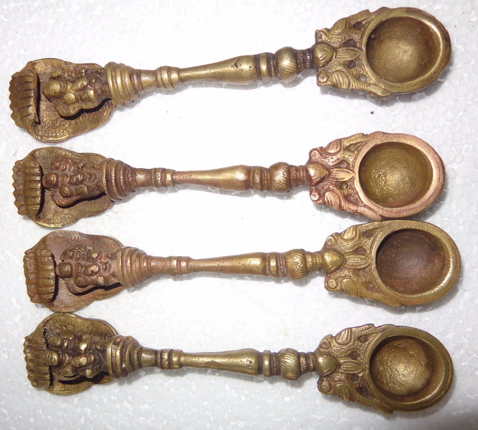 Vintage AACHMANI worship OFFERING SPOON BRONZE CARVED PEACOCK South ...