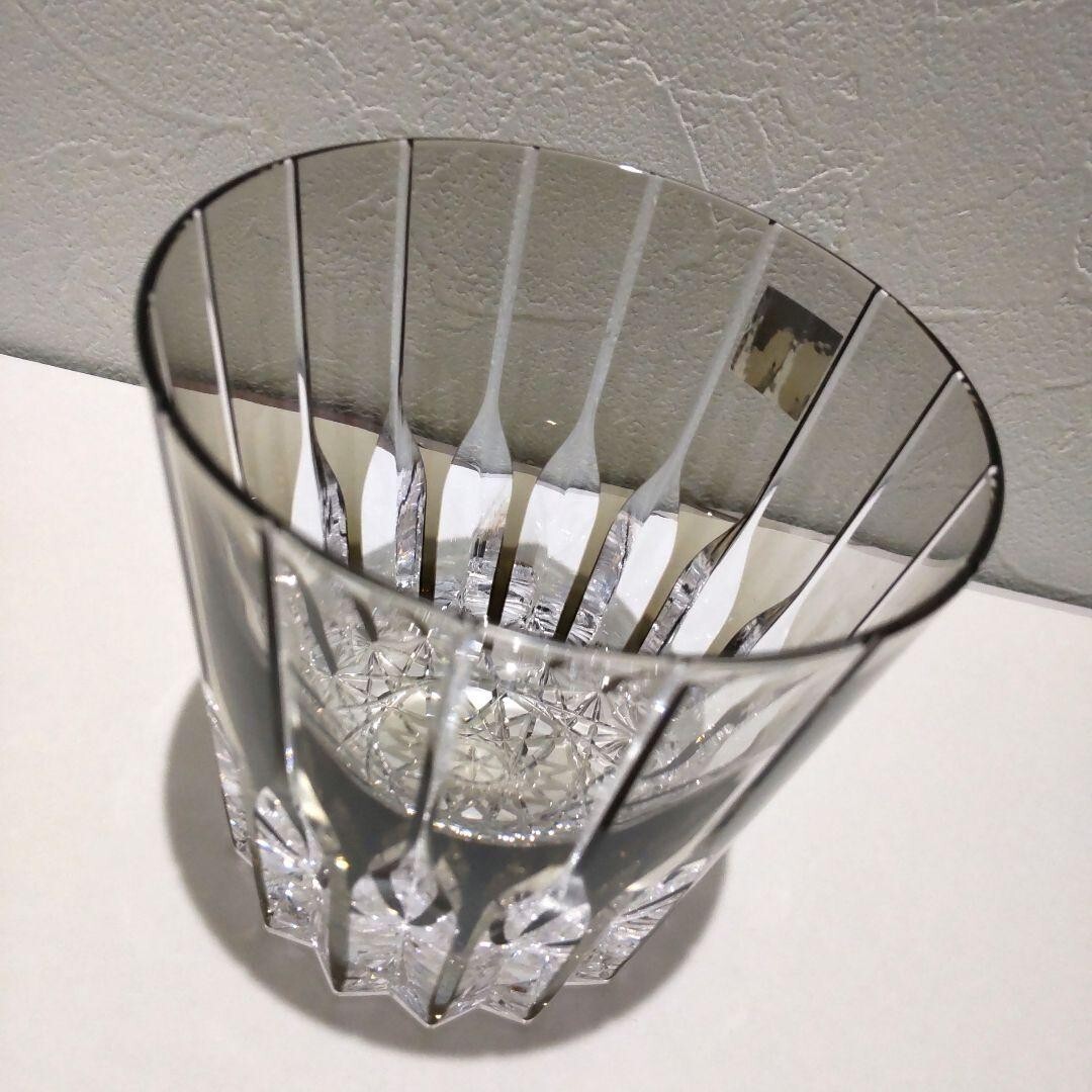 KAGAMI CRYSTAL Edo Kiriko Rock Glass 320cc T705-2818-BLK Handmade w ...