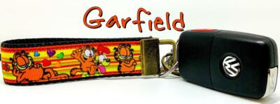 Garfield Key Fob Wristlet Keychain 1"wide Zipper pull Camera strap | eBay