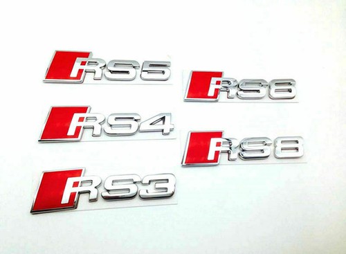 RS Q3 RS Q5 RS3 RS4 RS5 RS6 RS7 RS8 Chrome Metal Badge Rear Boot Emblem ...