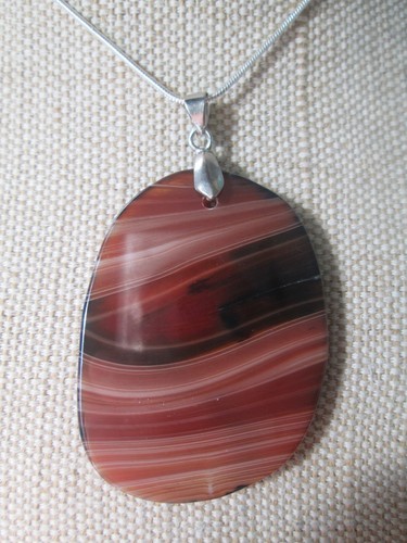 ~ Natural Agate Gemstone Pendant & Silver Plated Chain ~ (23M12) | eBay