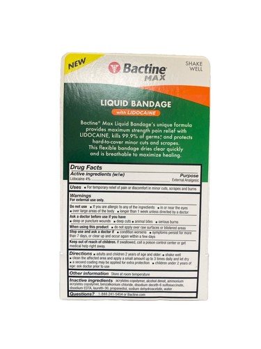 Bactine Max Liquid Bandage Invisible Band-Aid Analgesic Pain Relief ...