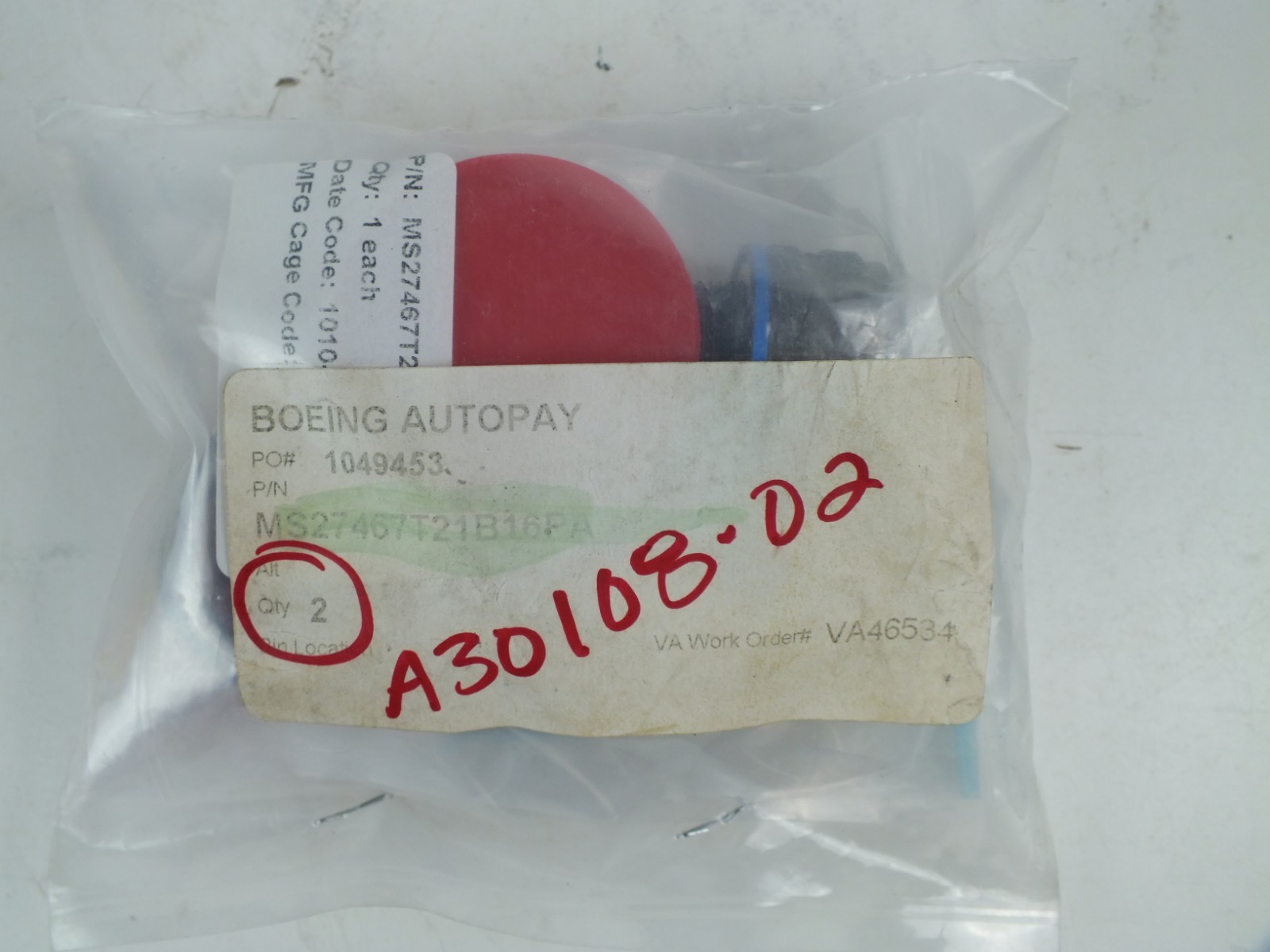 Lot of 2 Amphenol Aerospace MS27467T21B16PA Circular MIL Spec Connector ...