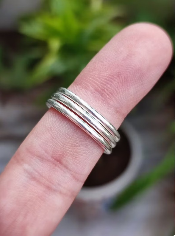 Handmade 925 Sterling Silver Stackable Plain Ring Bands, Dainty Silver ...