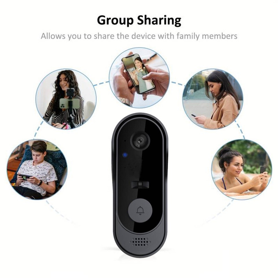 Smart Wireless WiFi Doorbell Intercom Video Camera Door Ring Bell Chime ...