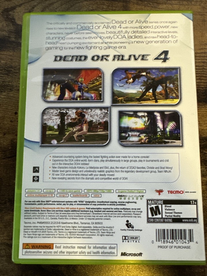 Dead or Alive 4 - CIB Complete w/ Manual (Microsoft Xbox 360, 2005 ...