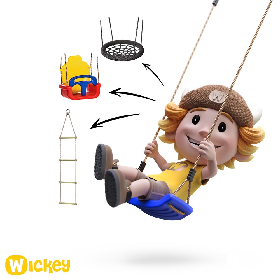 WICKEY SeaFlyer - Wooden climbing frame - Swing set with slide and ...