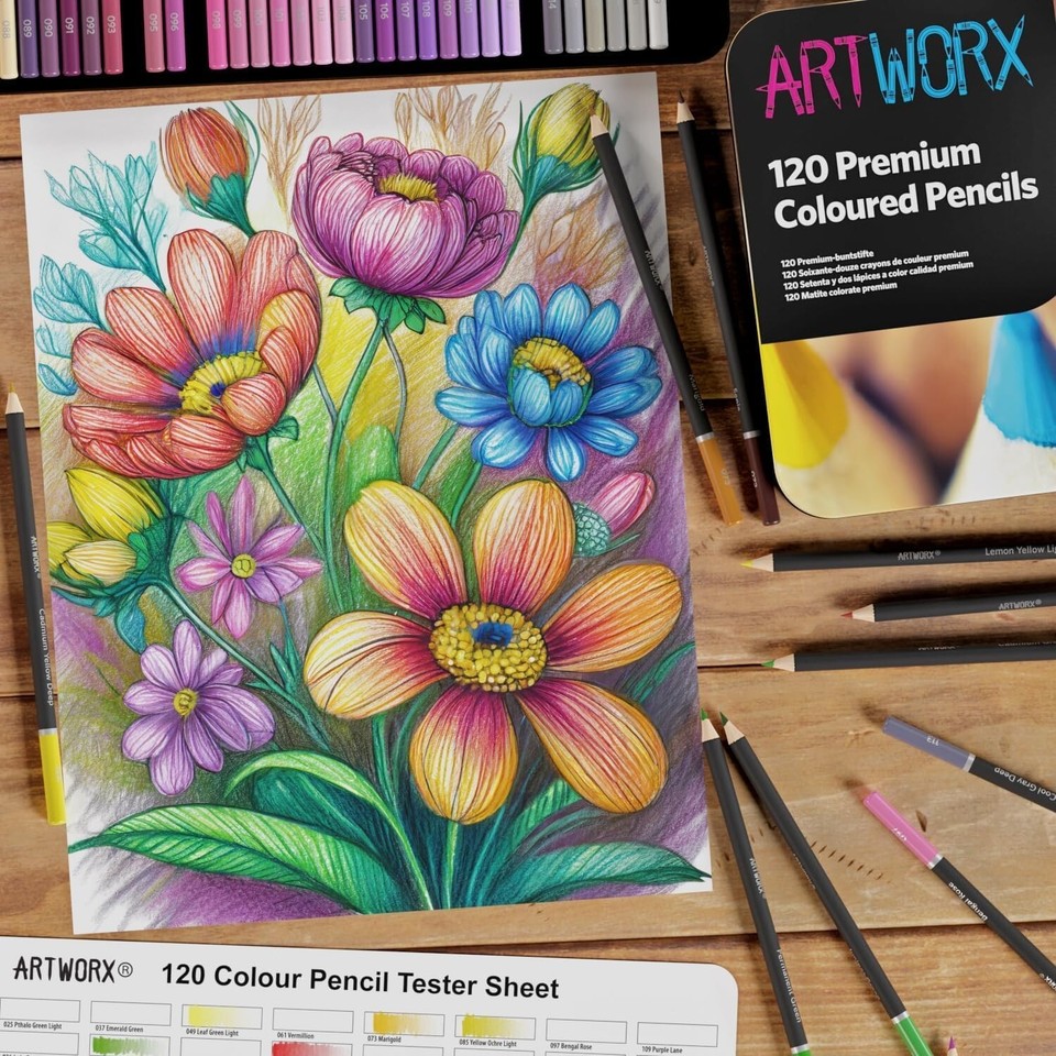 Premium Artist Colouring Pencils - 120 Coloured Pencils for Adults ...