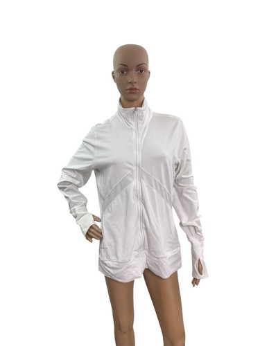 Nike Dri Fit Women’s Size XL Long Sleeve Solid White Full Zip Athletic ...
