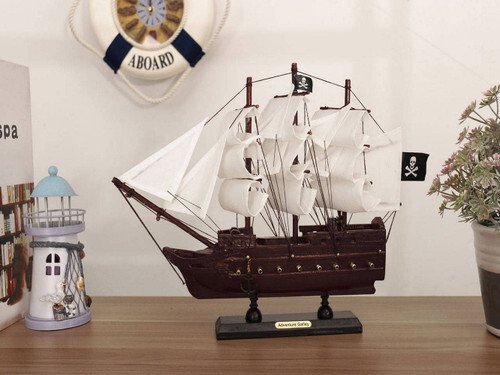 Wooden Captain Kidds Adventure Galley White Sails Model Pirate Ship 12 ...