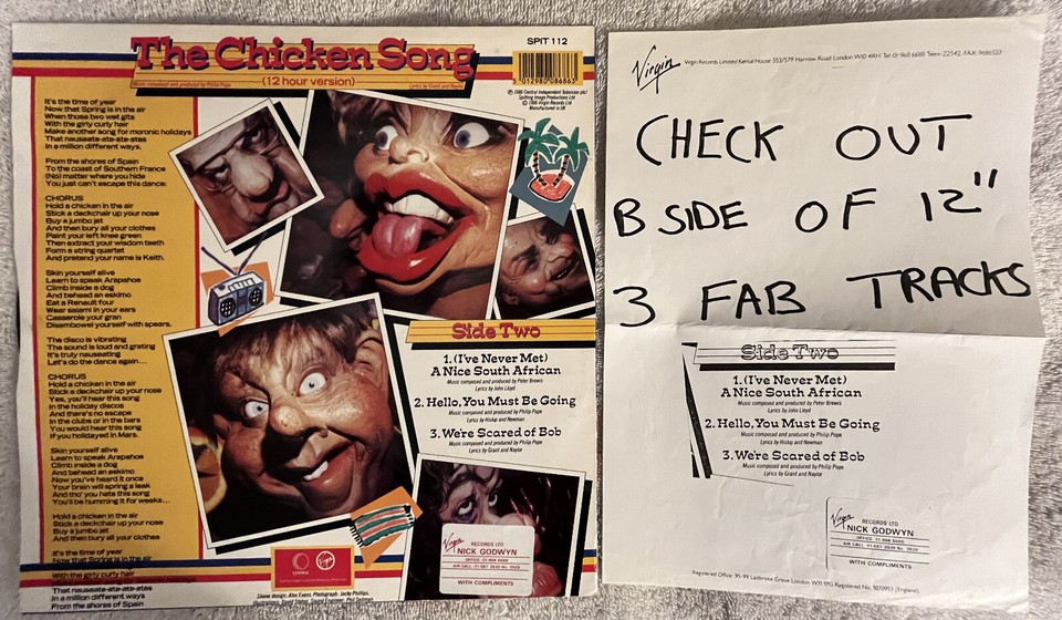 SPITTING IMAGE - THE CHICKEN SONG VINYL RECORD SPIT 112 VG+ | eBay