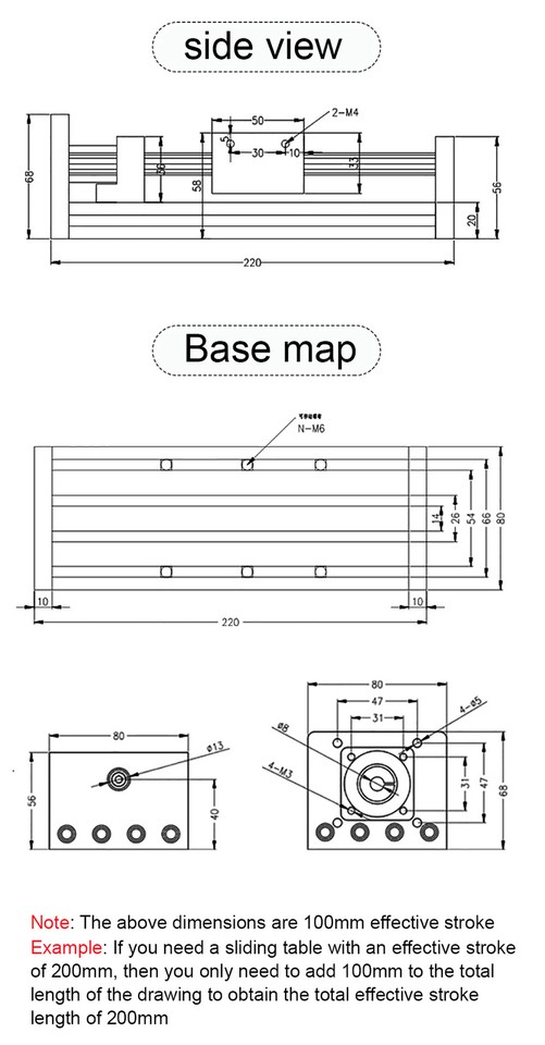 200mm Linear Guide Rail CNC Slide Stage Actuator Ball Screw Motion 23 ...