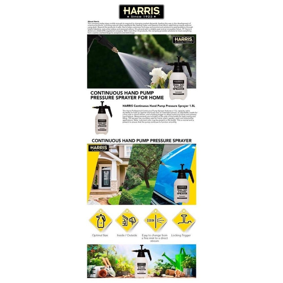 Harris 55 Oz. Home, Auto and Garden Chemical Resistant Pump Sprayer (3 ...