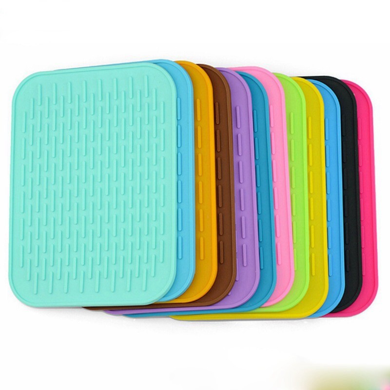 Non Slip Pad Hot Pan Pot Holder Heat Resistant Silicone Kitchen Black ...