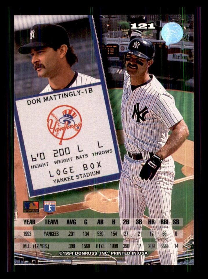 1994 BASEBALL 1994 Leaf Don Mattingly New York Yankees #121 1 | eBay