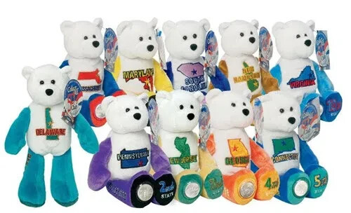 COIN BEARS Set of 50 Plush State Quarter Coin Bears LIMITED TREASURES ...