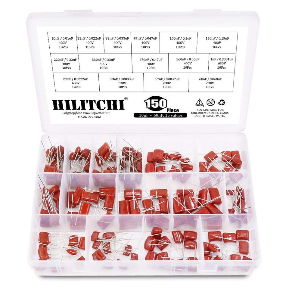 Hilitchi 150-Pcs CBB Metallized Polypropylene Film Capacitors ...