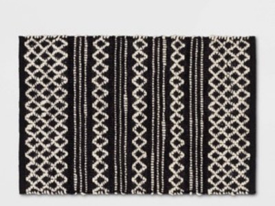 2'x3' Mixed Fibre Rug Black/White - Threshold™: Indoor Outdoor Diamond ...