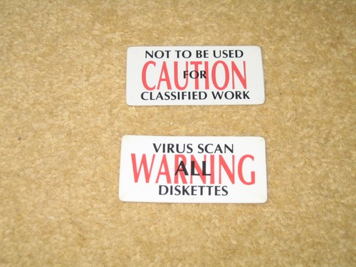 Retro Computer Labels: "Virus Scan" Warning and "Classified" Caution | eBay