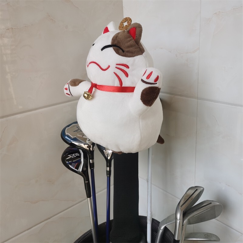 Lucky Cat Driver Headcover With Small Bell Plush Golf 460cc Wood Head ...