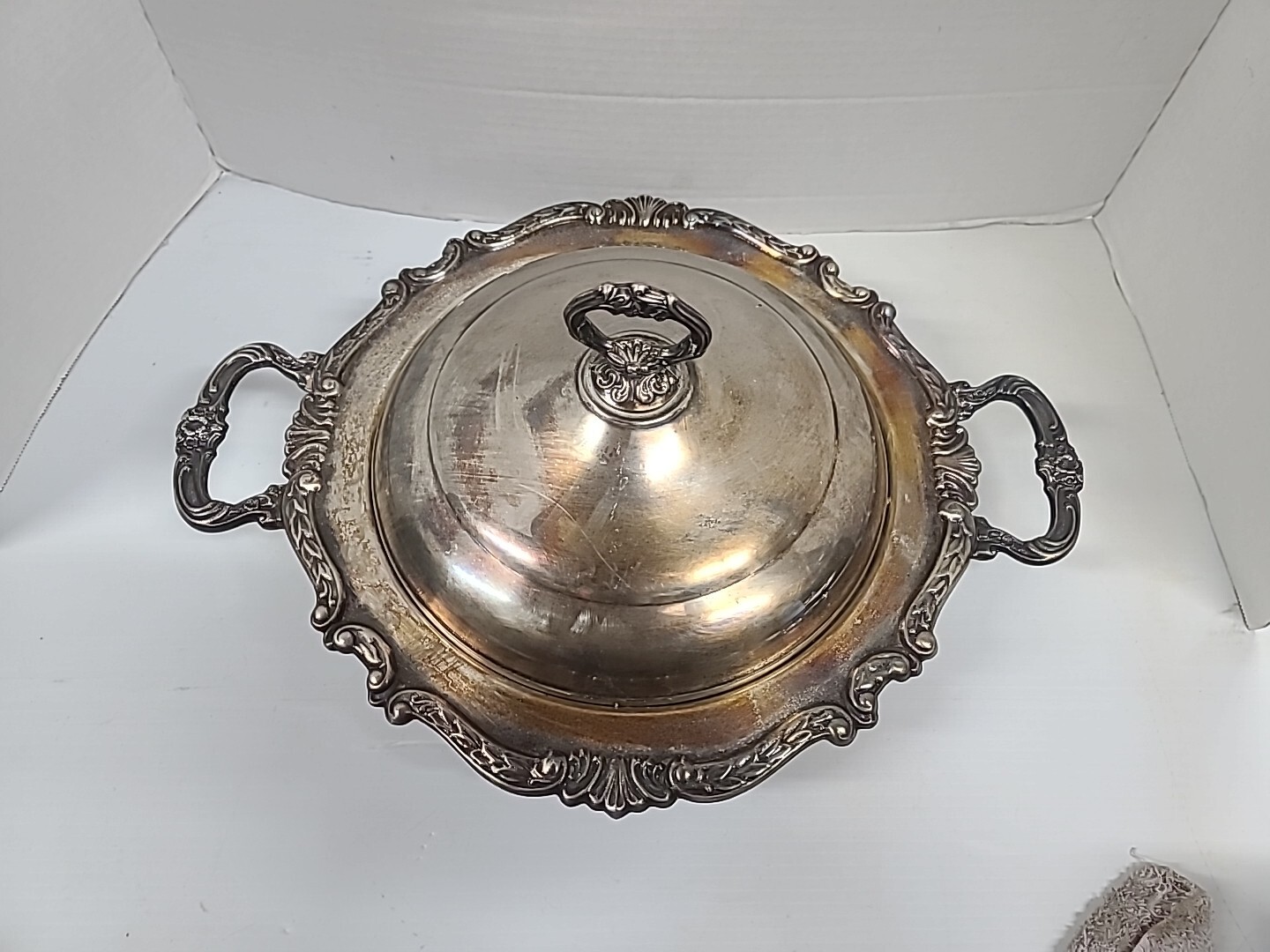 Vintage Deep Dish Sheridan Taunton Silversmiths Silver Plated Brass w ...