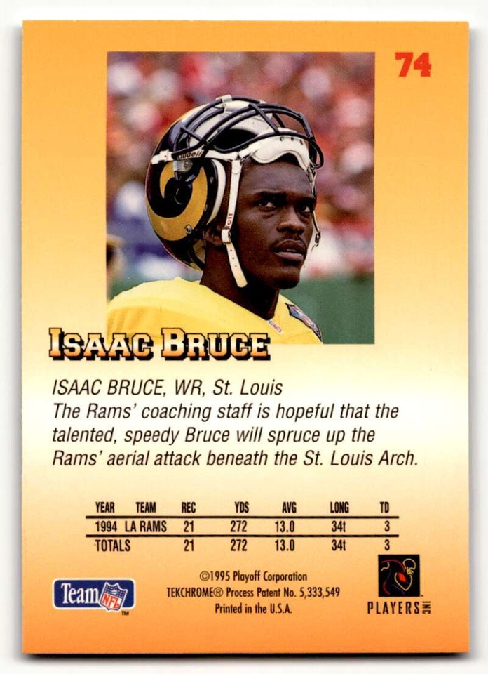 1995 Playoff Prime #74 Isaac Bruce St. Louis Rams Football Cards NM ID ...