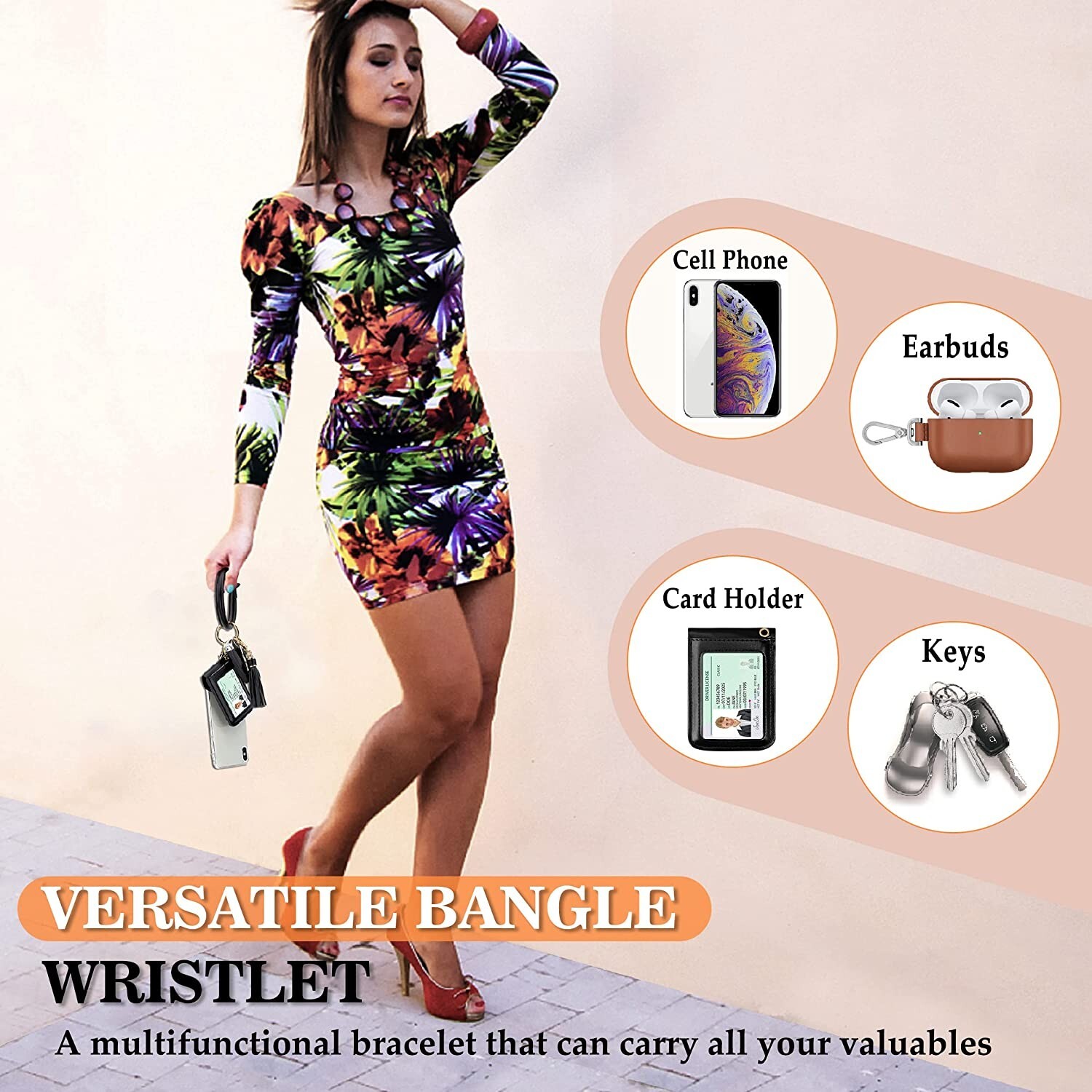 Phone Wristlet Holder with Compact Wallet Badge Card Holder and Tassel ...