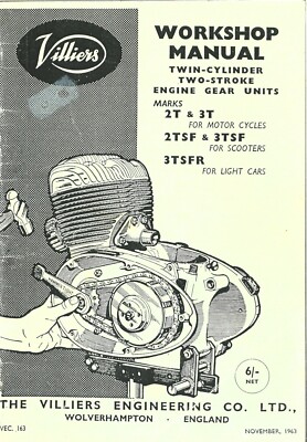 Villiers Motorcycle Motorbike Engine 2T 3T 2TSF 3TFS & 3TSFR Workshop ...