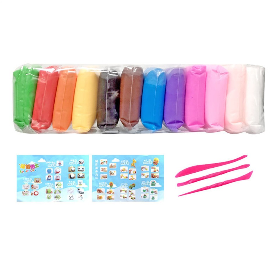 DIY Air Dry Clay Plasticine 12 Colors Modelling Clay w Tools Craft ...