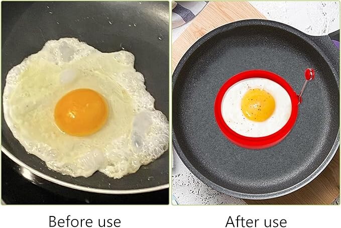 Egg Ring Set, Silicone Egg Ring Molds, Fried Egg Rings and Non-Stick ...