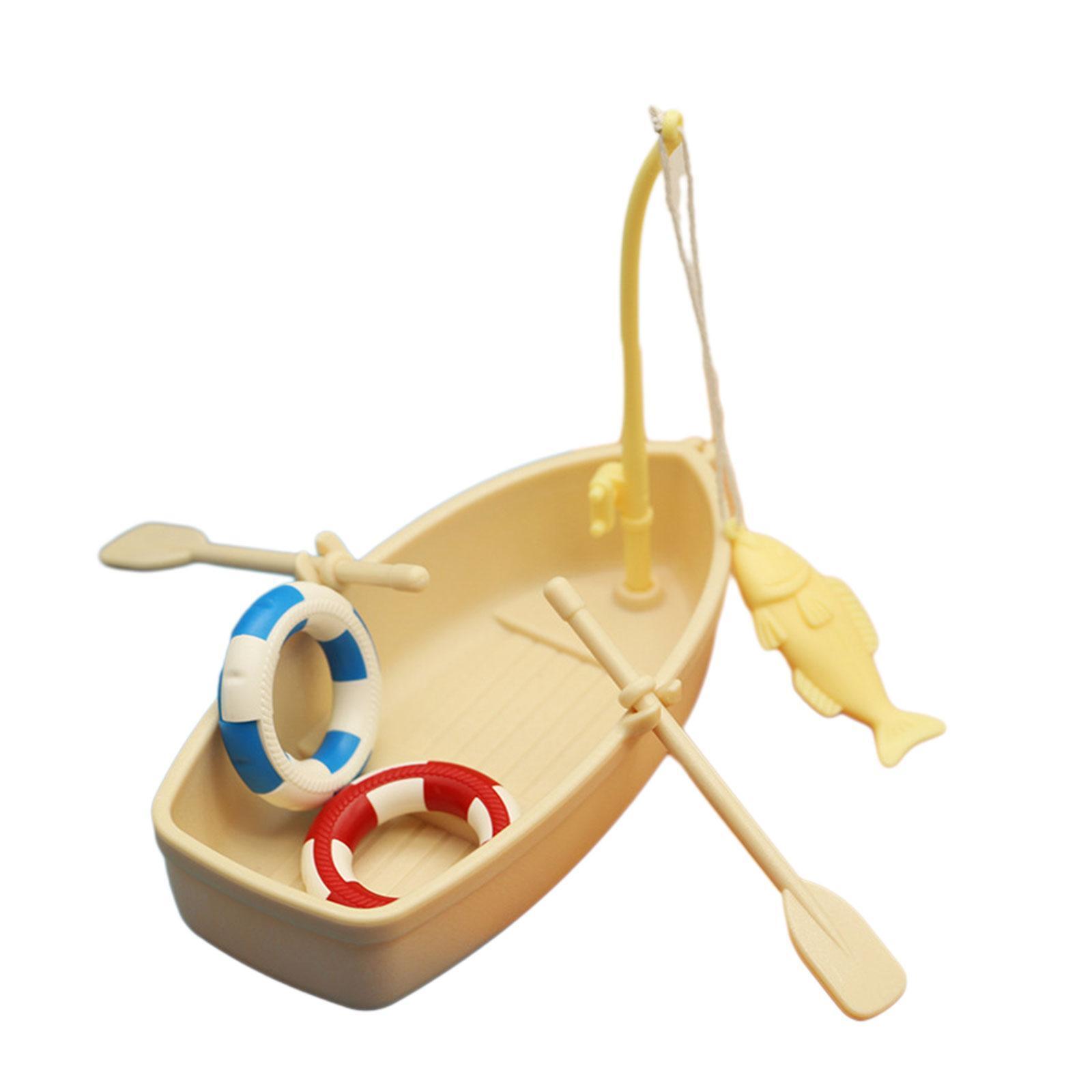 Miniature Fishing Boat Model Mini Boats Model Fairy Garden Accessory 1/ ...