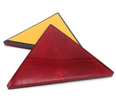 2x Triangular Red Trailer/Caravan Reflectors- Self Adhesive Rear ...