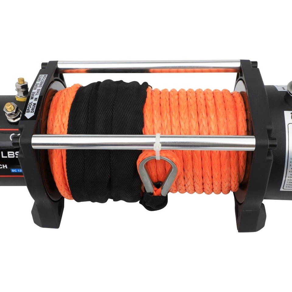 Electric Winch Synthetic Rope Truck Trailer Tow Off Road 4WD 12V ...