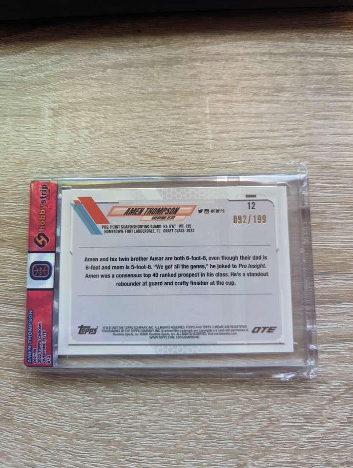 TOPPS CHROME OVERTIME BASKETBALL CARD #12 AMEN THOMPSON RC AQUA REF ...