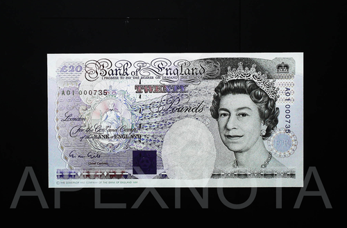 [A01 PREFIX] GREAT BRITAIN £20 1991 P384 UNC QEII SIGN GILL 1ST RUN LOW ...