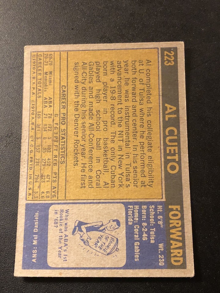 1971-72 Topps Al Cueto #223 Rookie RC EX | eBay