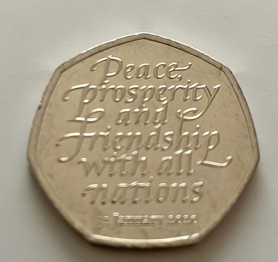 Rare 50p coin-Brexit-Peace, Prosperity and Friendship with all Nations ...
